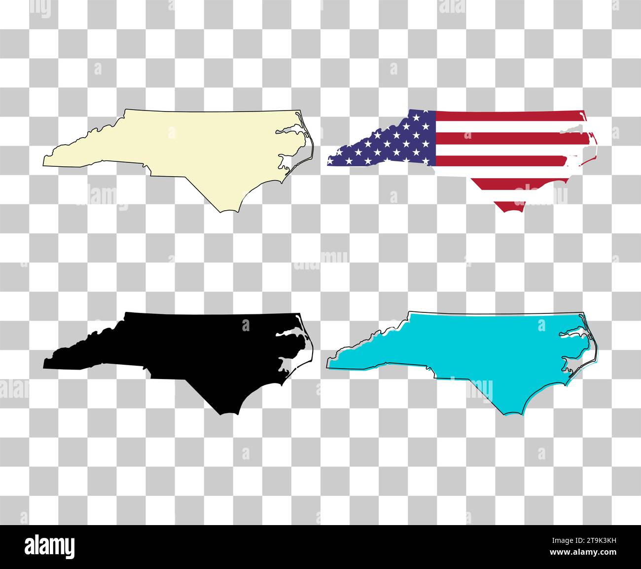 Set of North Carolina map, united states of america. Flat concept ...