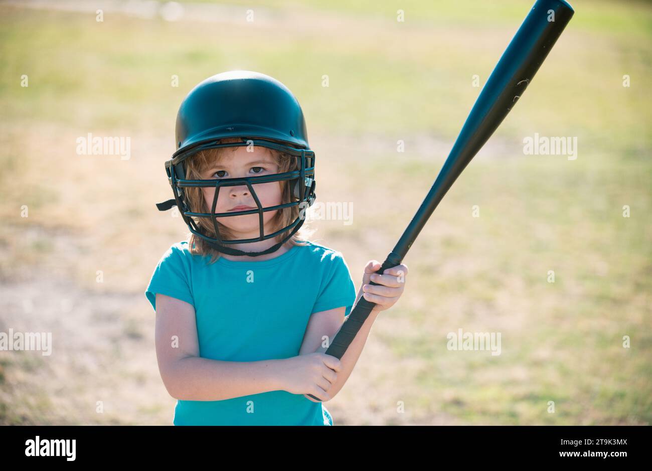 Child playing Baseball. Batter in youth league getting a hit. Boy kid ...