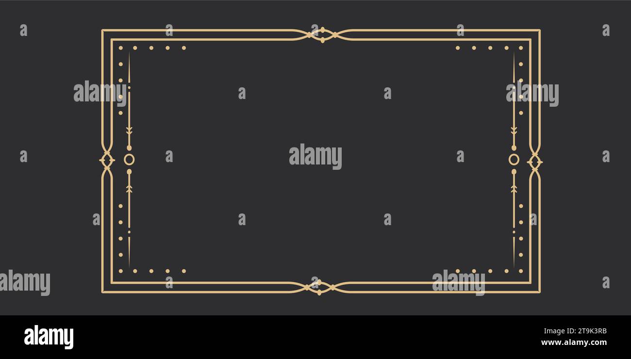 Golden celestial frame, border, line art esoteric minimal decoration ...