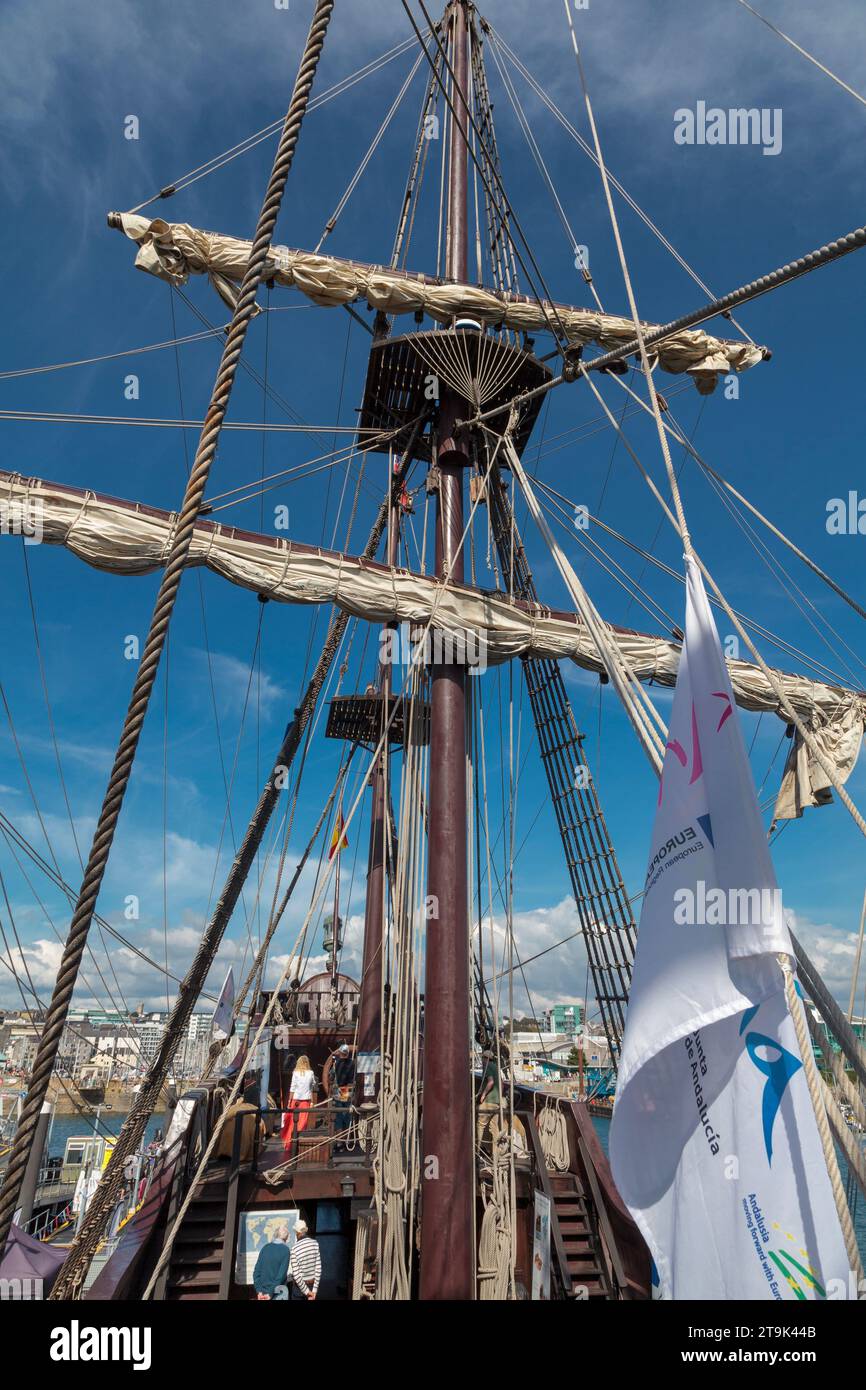 El Galeon Andalucia: moored at Plymouth Barbican 2023. Full-sized ...