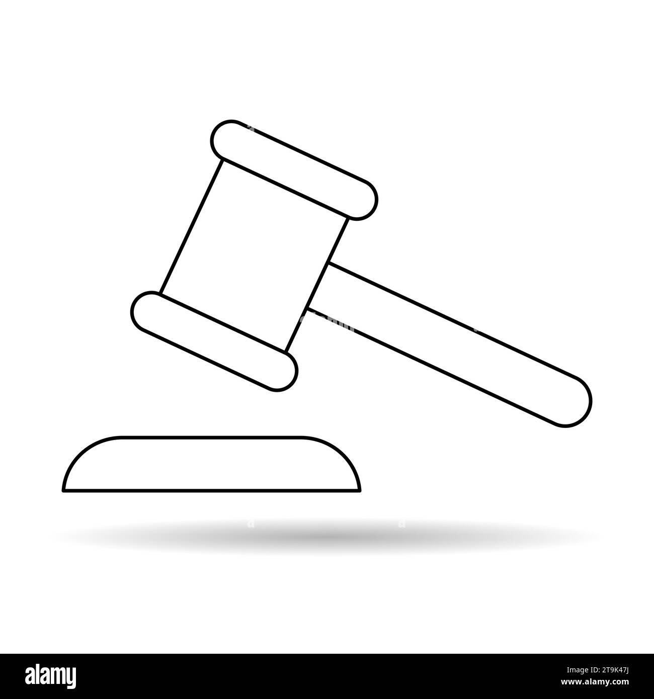 Judge hammer icon shadow, law auction symbol, gavel justice sign vector ...