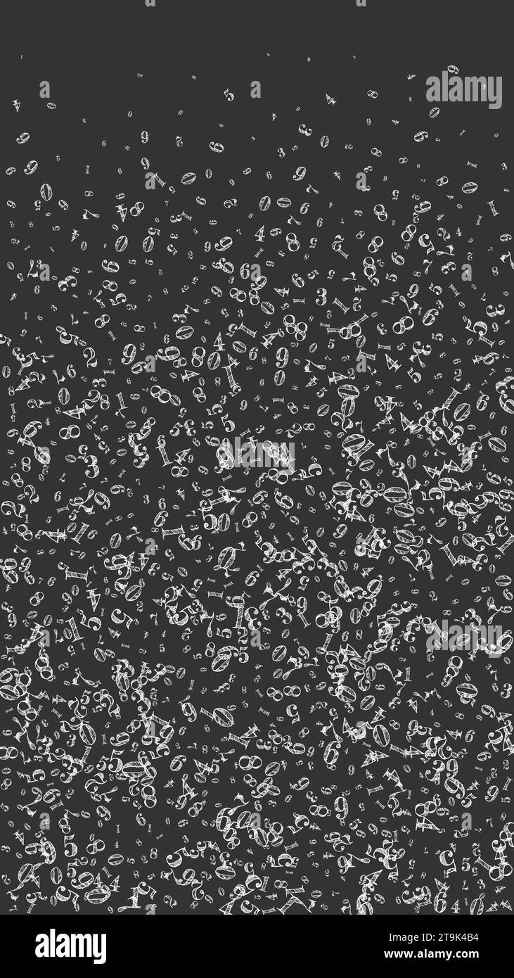 Concept of school background. White chalk numbers and digits falling ...