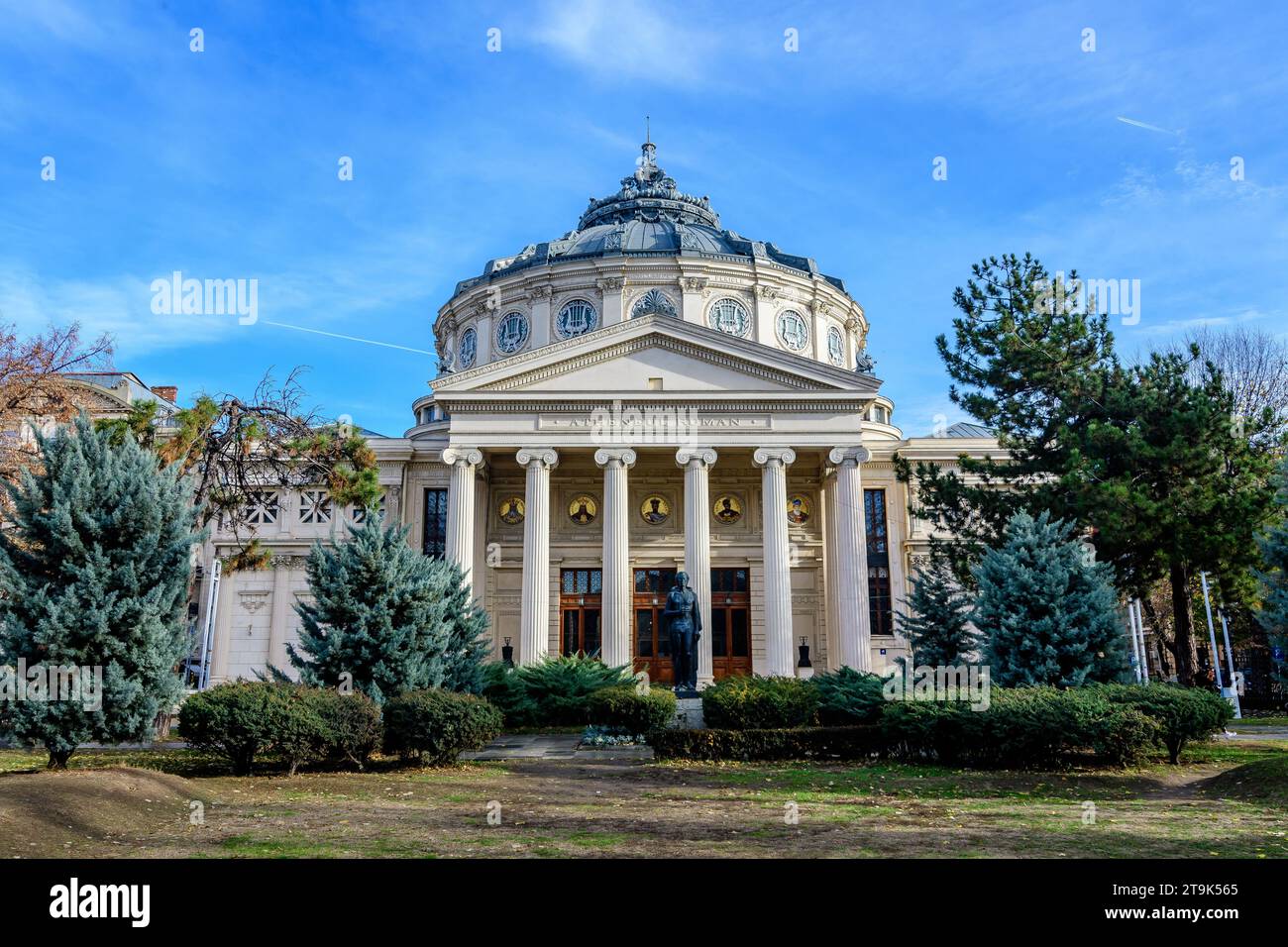 The Romanian Atheneum (Ateneul Roman), circular building that is the ...