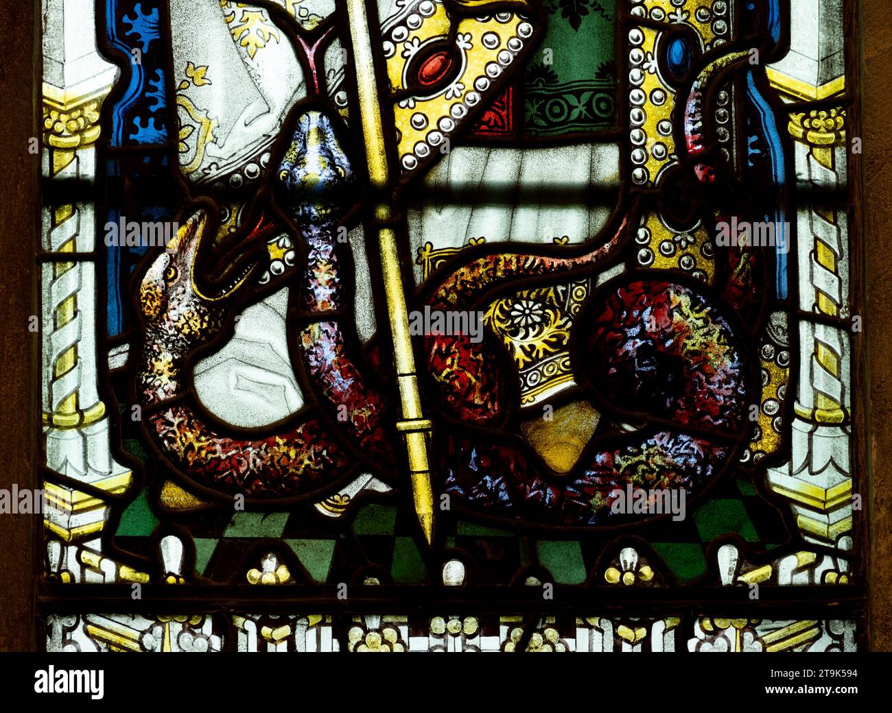 Saint Patrick’s snakes, stained glass detail, St. John the Baptist ...