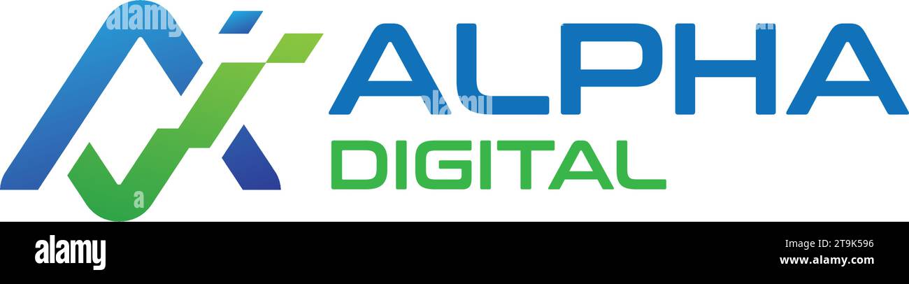 Flat Letter Mark Initial ALPHA DIGITAL logo design Stock Vector Image ...