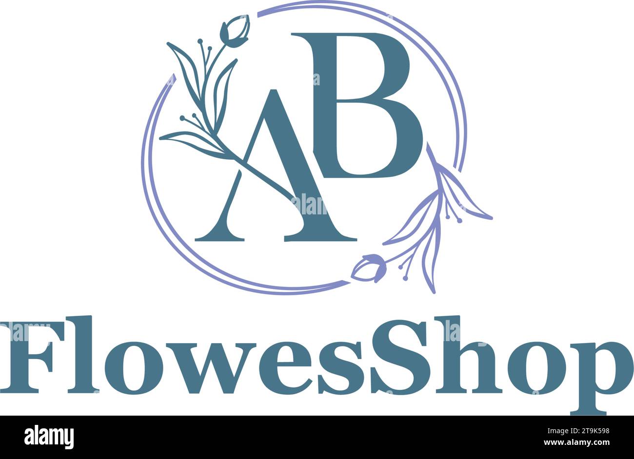 Flat Letter Mark Initial Flower shop logo design Stock Vector Image ...