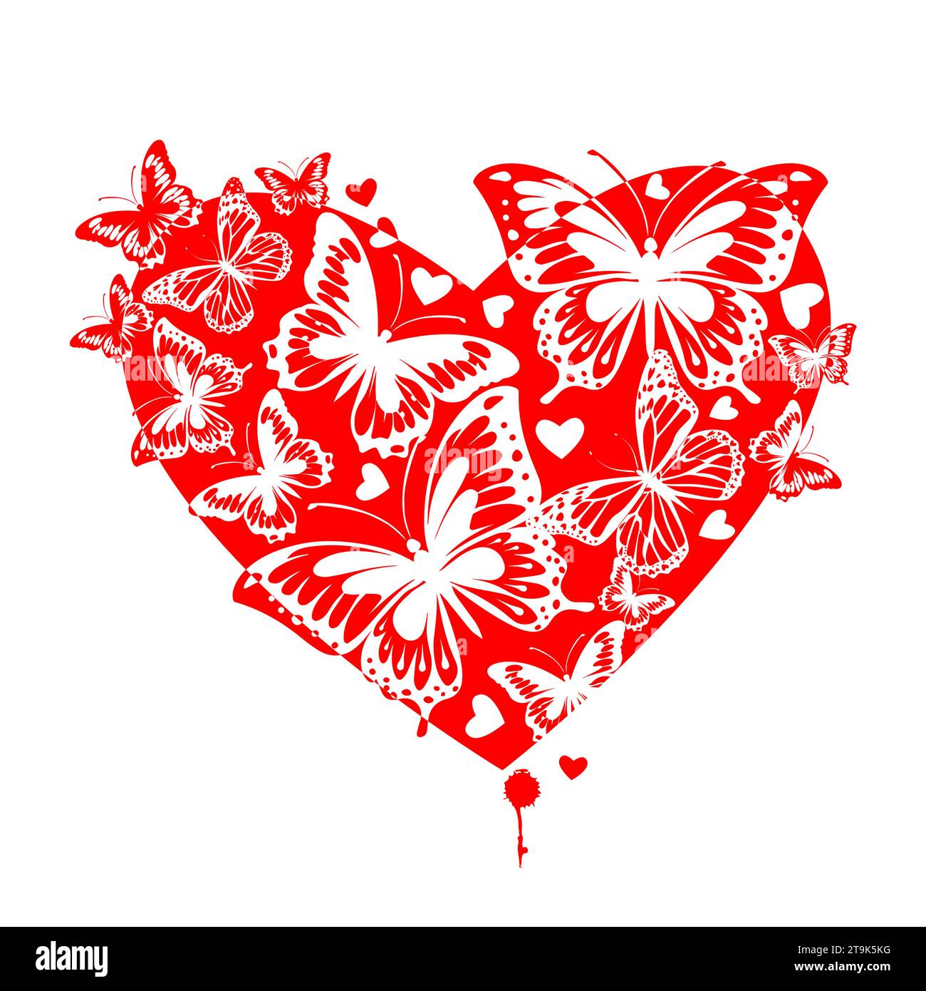 Butterfly hearts. Happy Valentine's Day. hand drawing. sstkLOVE. Not AI ...
