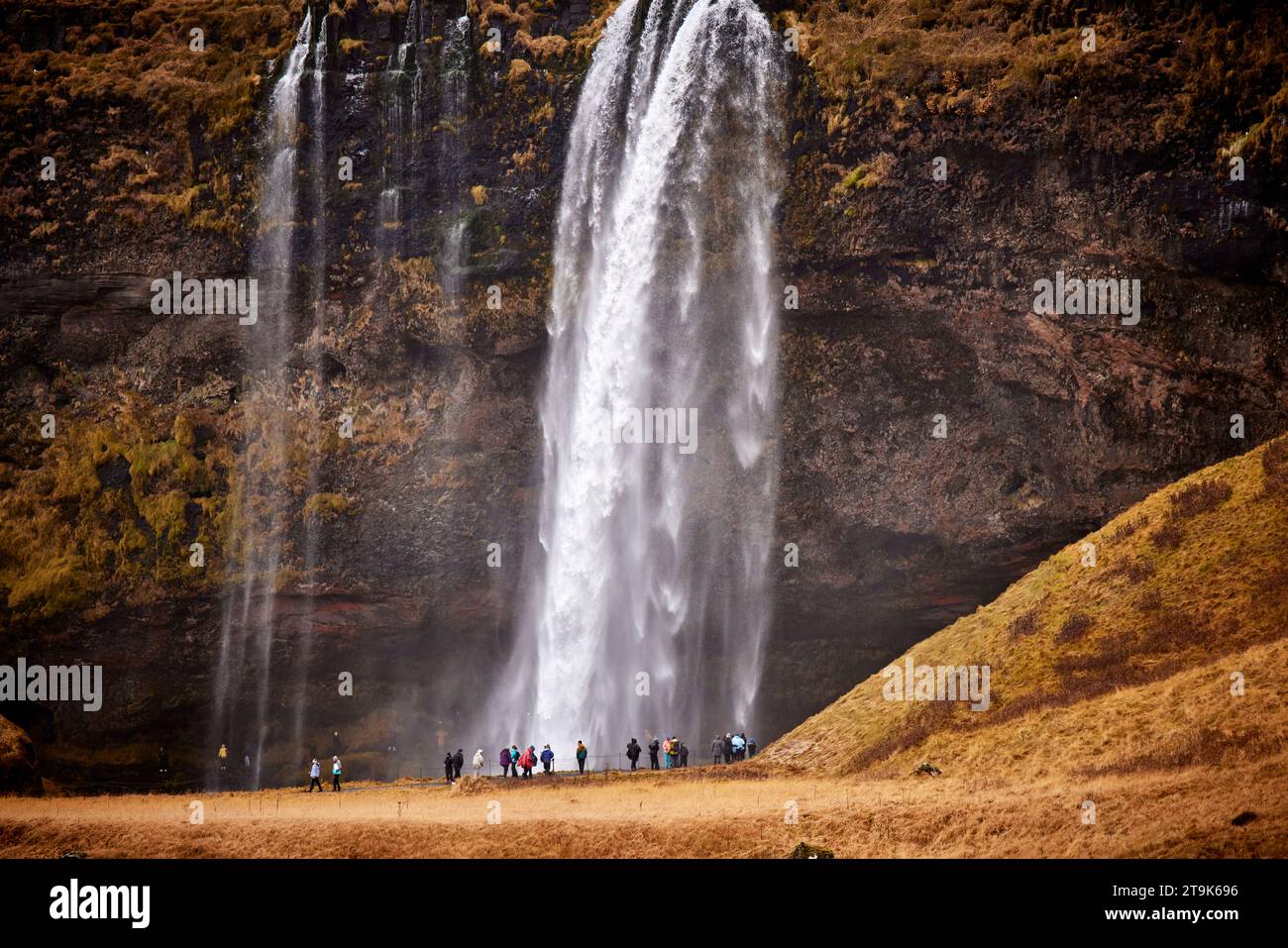 Iceland Seljalandsfoss waterfall with its 196 ft (60 m) cascade Stock ...