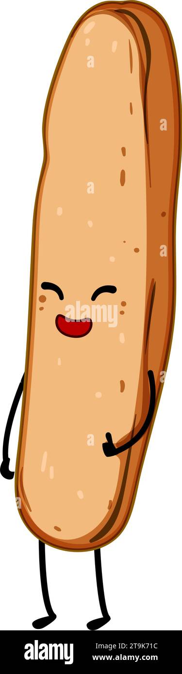 happy bread character cartoon vector illustration Stock Vector Image ...