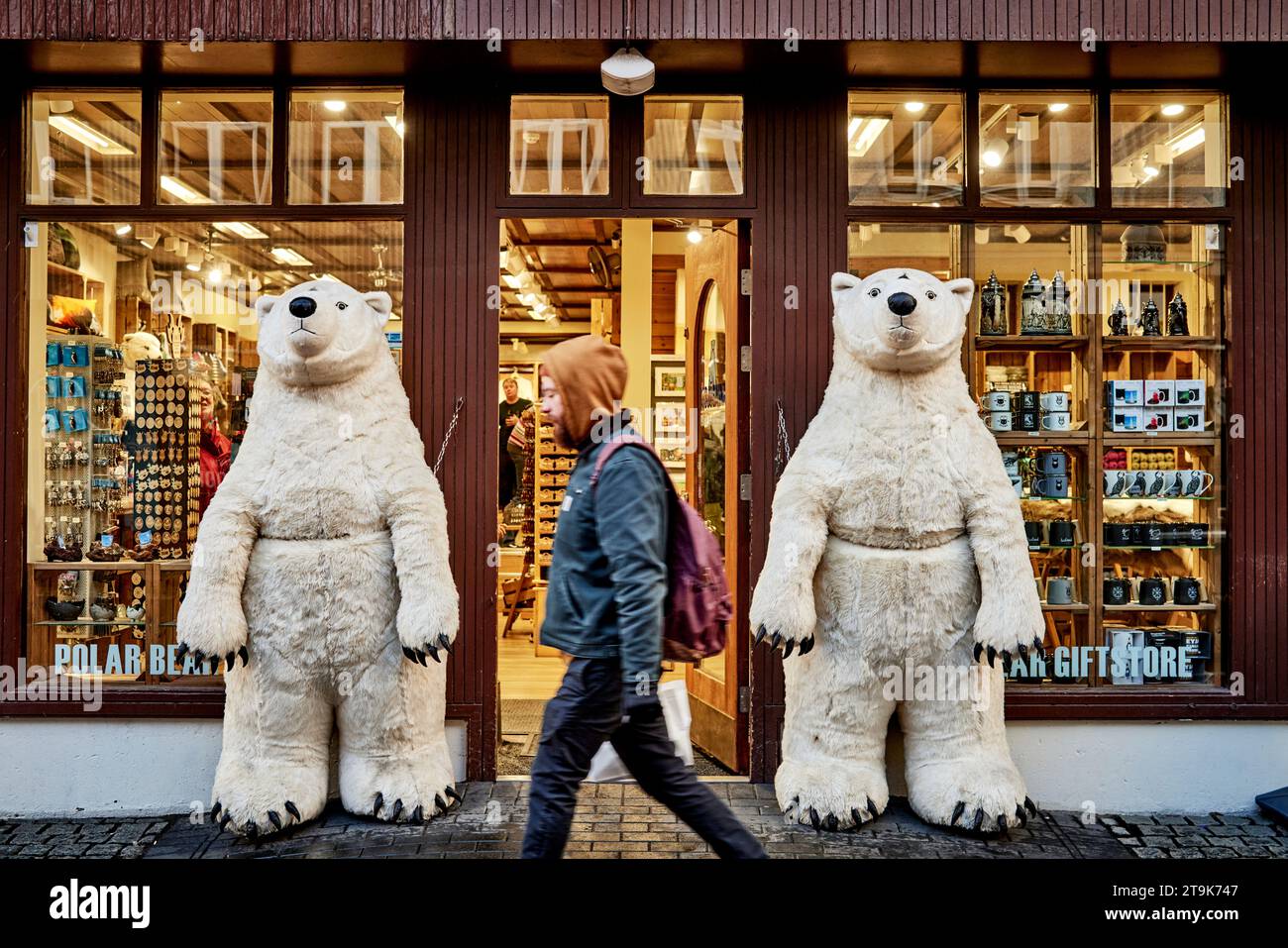 Iceland capital Reykjavík Laugavegur main shopping street Stock Photo ...