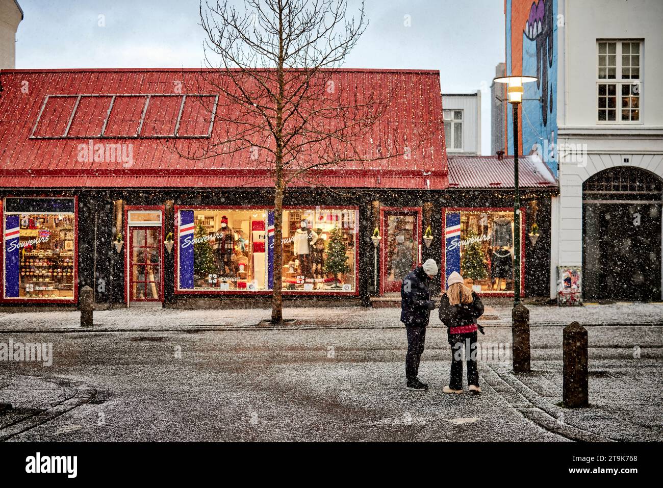 Iceland capital Reykjavík Laugavegur main shopping street Stock Photo ...