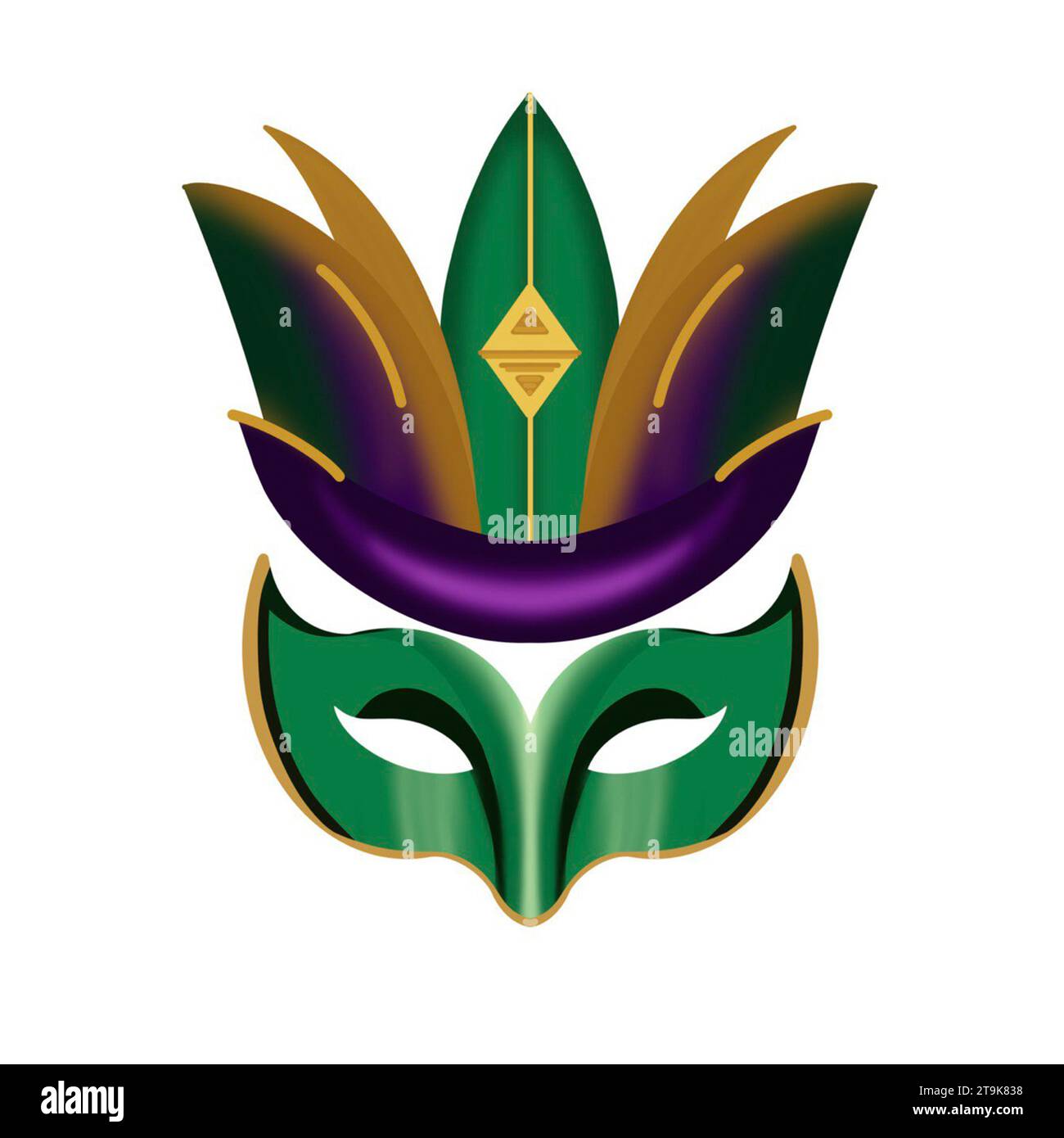 illustration of a Mardi Gras hat and mask for a celebration on a white ...