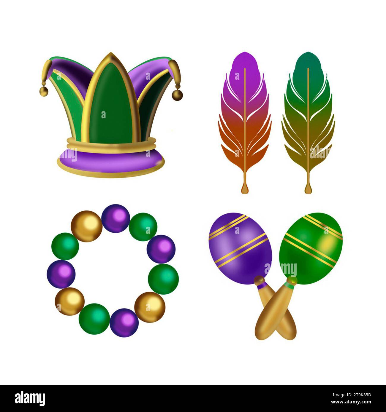 a set of illustrations of Mardi gras for a celebration on a white ...