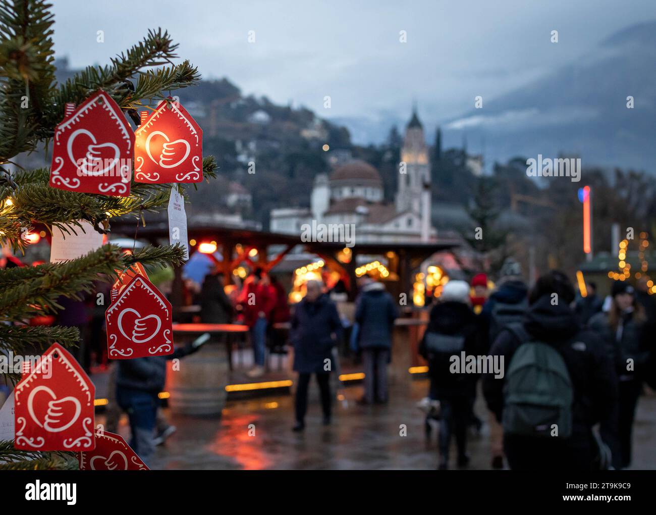 Meran, South Tyrol, Italy 02 December 2022 People shopping at ...