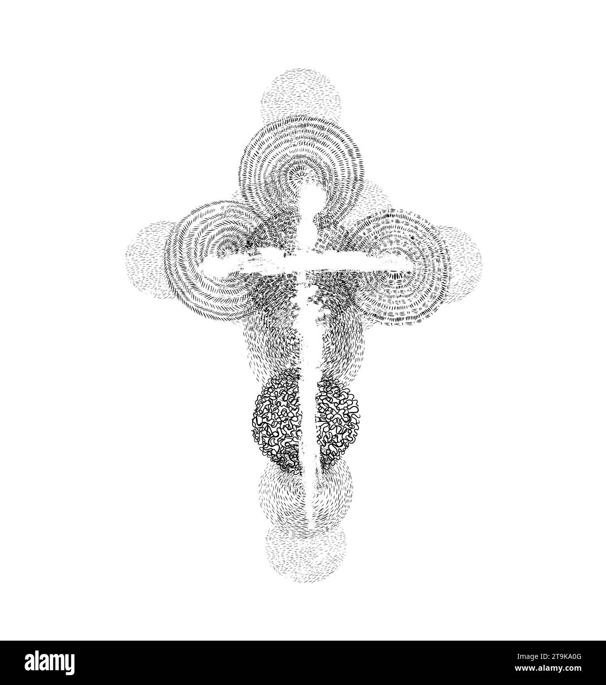 Religious cross made of patterns. Happy easter. hand drawing. Not AI ...