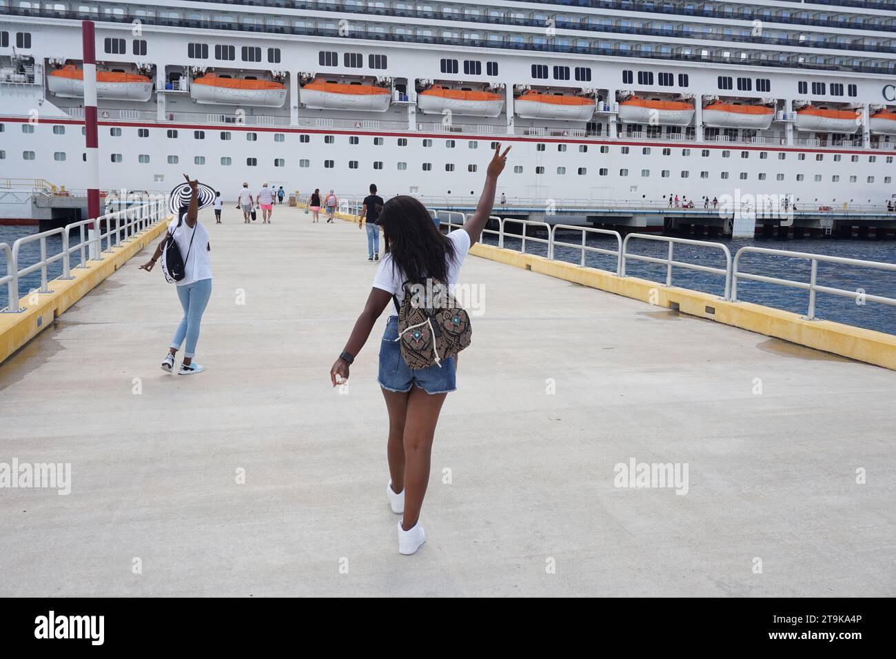 Boarding the Carnival Victory ship at Cozumel Mexico ship port Stock ...