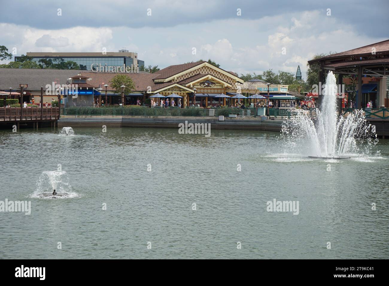 Villa Lake at Disney Spring, Walt Disney, Orlando, Florida, U.S.A Stock ...