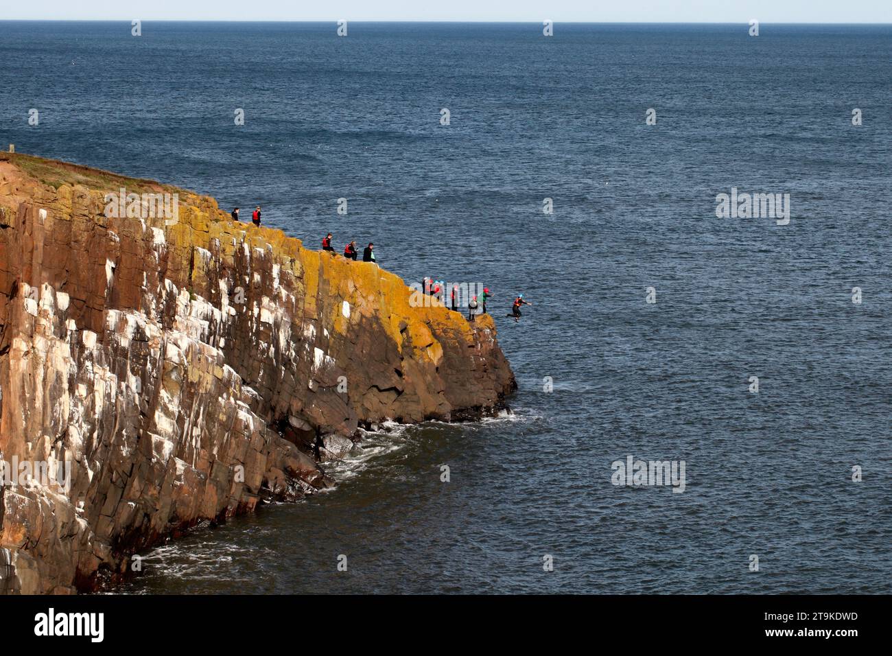 Coaststeering on the Hexagonal columns of Dolerite, form the cliffs at ...