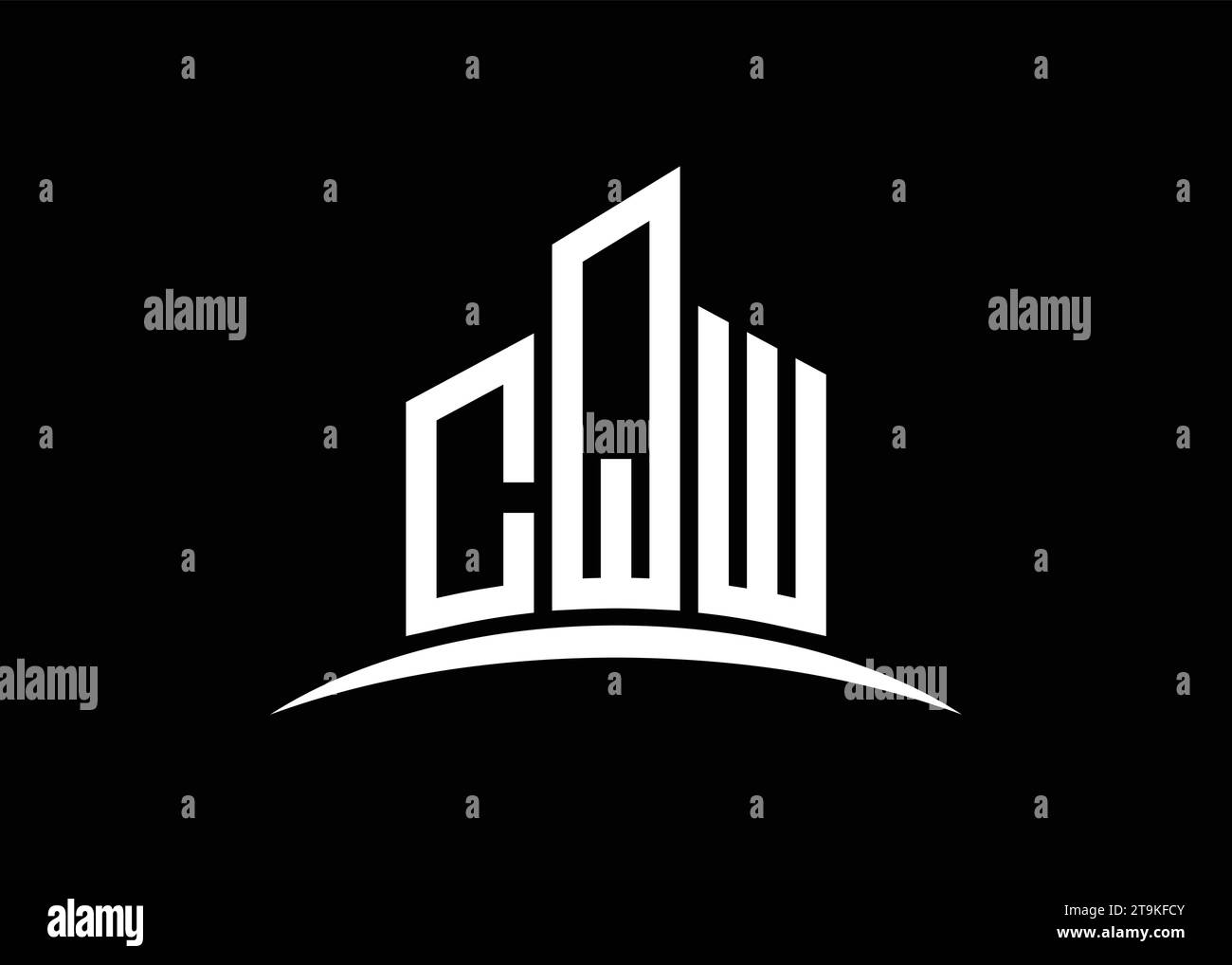 Letter CQW building vector monogram logo design template. Building ...