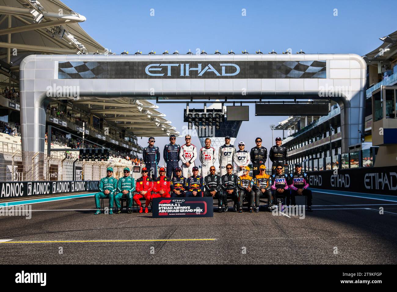 Abu Dhabi, United Arab Emirates. 26th Nov, 2023. F1 drivers pose for a ...