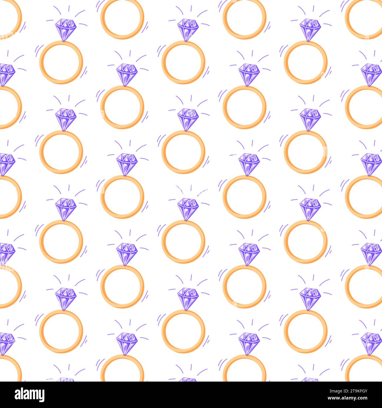 Engagement ring seamless pattern in cartoon style. Diamond Rings ...