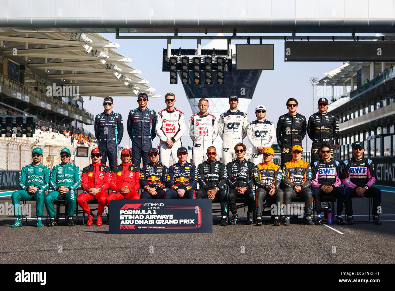 Abu Dhabi, United Arab Emirates. 26th Nov, 2023. F1 drivers pose for a ...