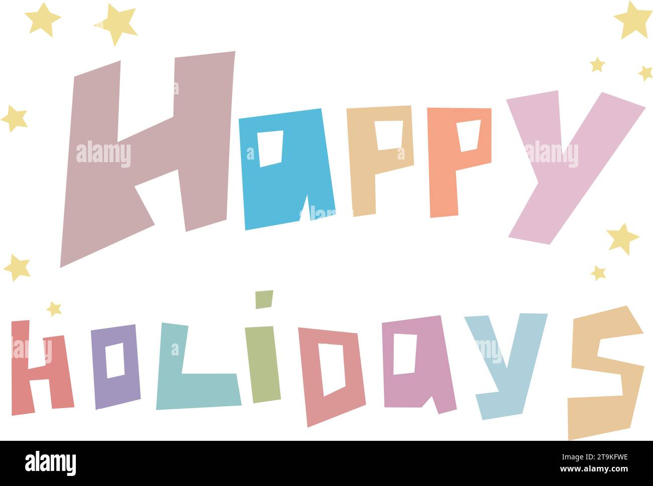 Happy Holidays card in Scandinavian style. Simple baby design greeting lettering. Universal ...