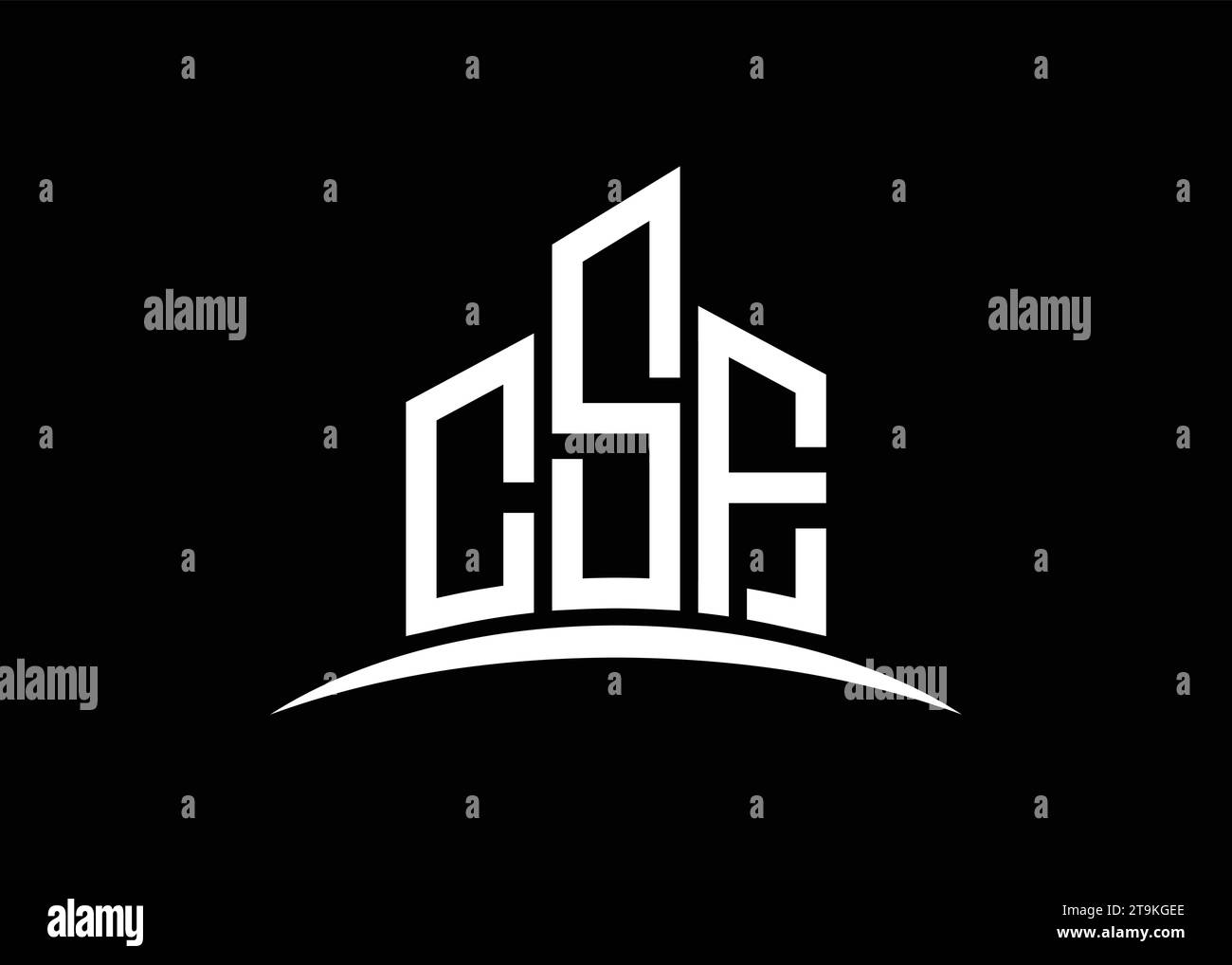 Letter Csf Building Vector Monogram Logo Design Template Building