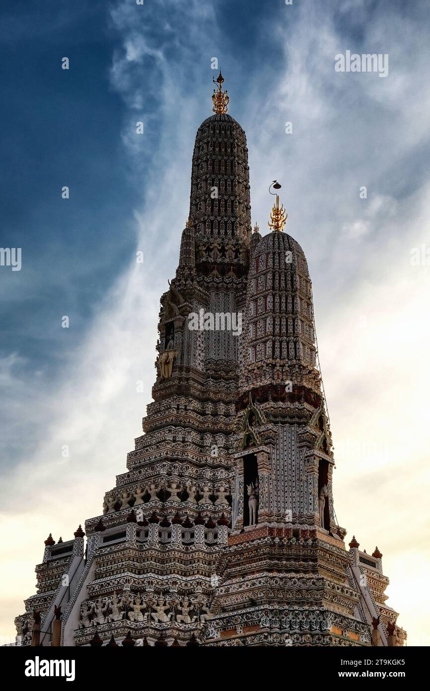 Majestic Wat Arun Temple located in Bangkok, Thailand is a towering ...