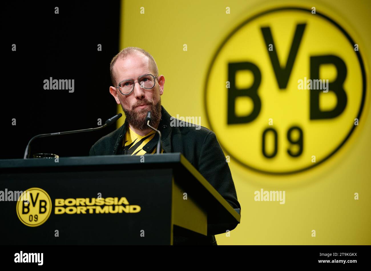 Dortmund, Germany. 26th Nov, 2023. Jakob Scholz from the BVB fan and ...