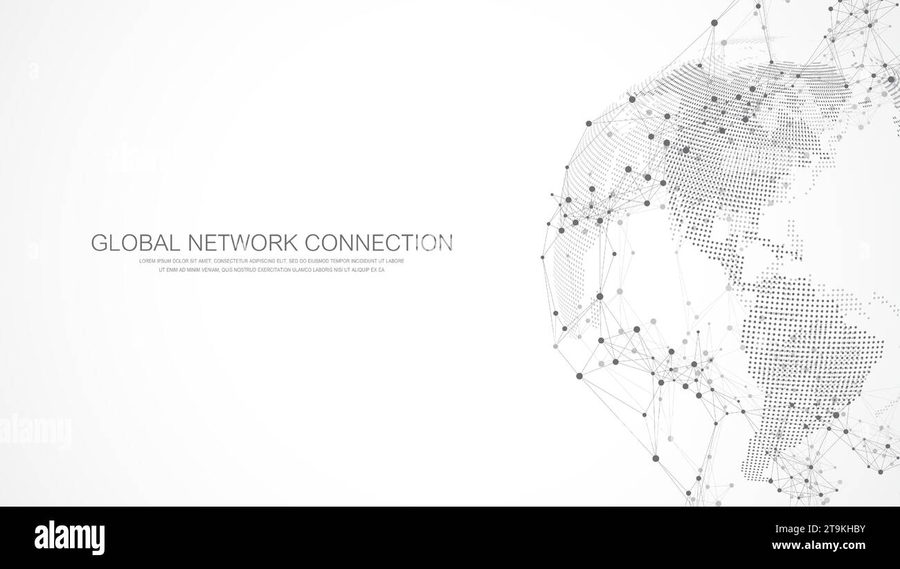 Global network connection banner design template. Header social network ...