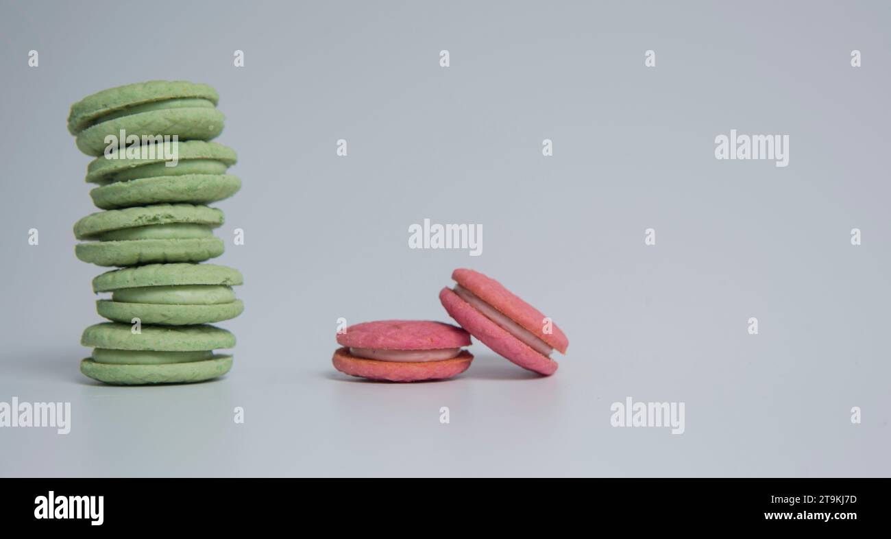 Pyramid of colorful french macarons isolated on white background Stock ...