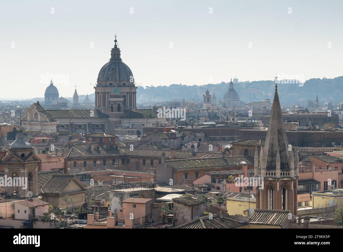 Rome, Italy, February 22, 2019: Rome aerial view from monte pincio ...