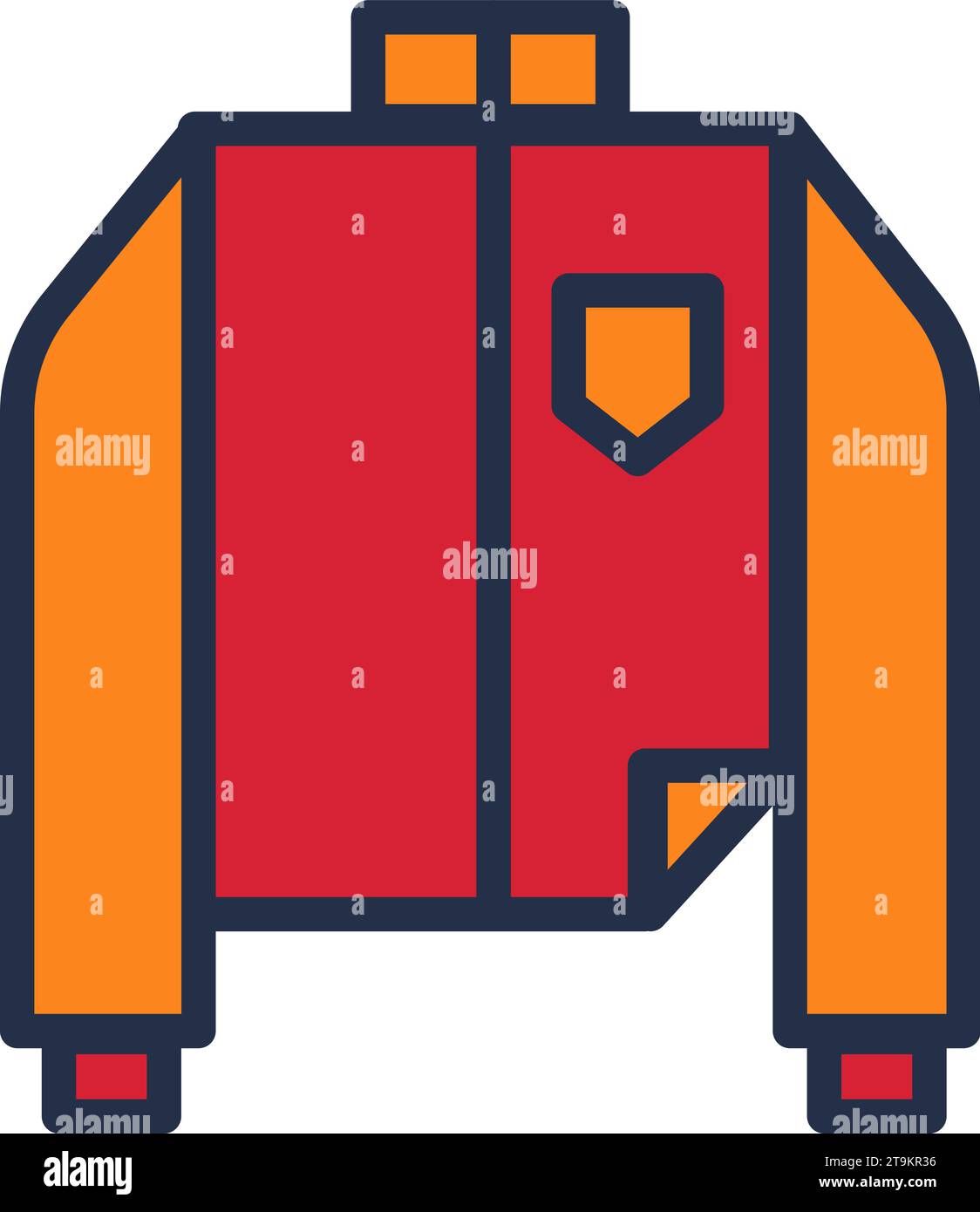 Linear color pictogram of autumn jacket with long sleeves. Casual ...