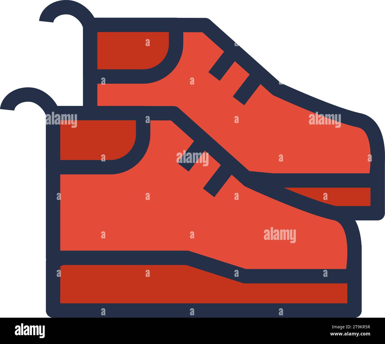 Linear color pictogram of pair of tall hiking boots. Casual clothes and ...