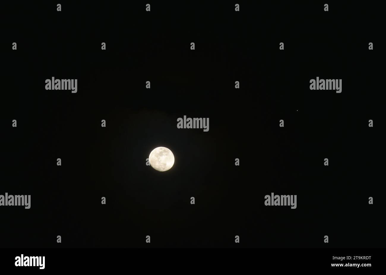 bright moon floating on sky in night background Stock Photo - Alamy