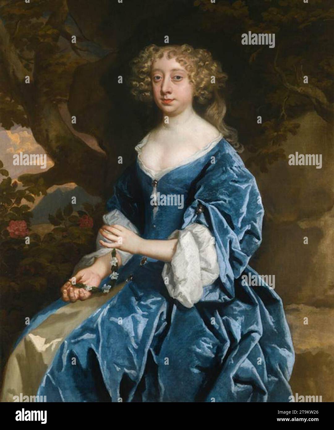 Portrait of a Lady in Blue Dress - by Sir Peter Lely Stock Photo - Alamy