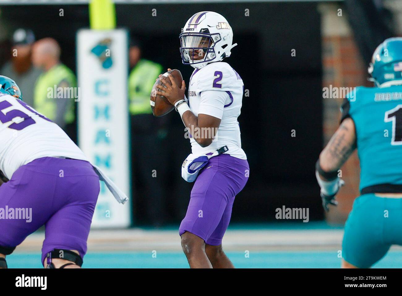 James Madison quarterback Jordan McCloud (2) looks to pass during the ...