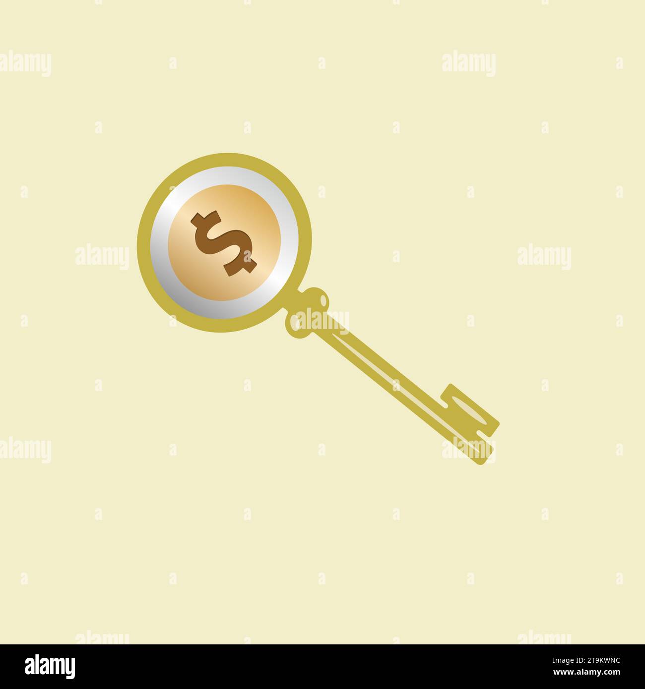 Simple golden key with the currency symbol of dollar Stock Vector Image ...