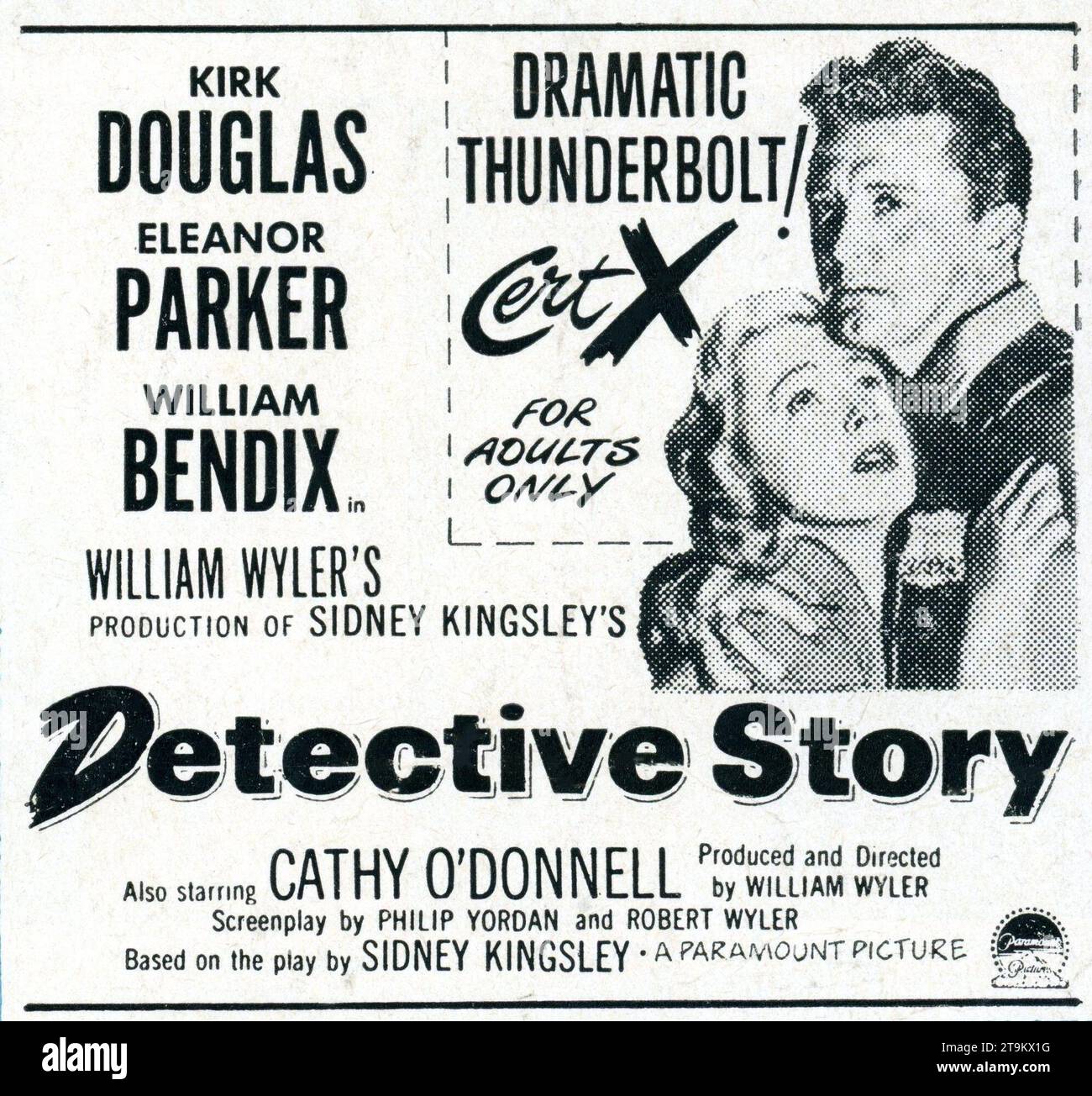 KIRK DOUGLAS and ELEANOR PARKER in DETECTIVE STORY 1951 director ...