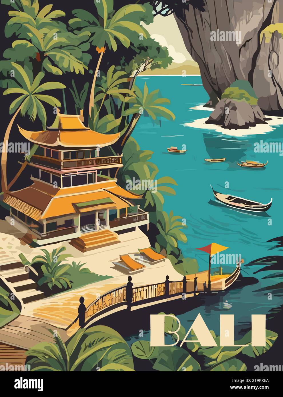 Bali Travel Destination Poster in retro style Stock Vector Image & Art ...