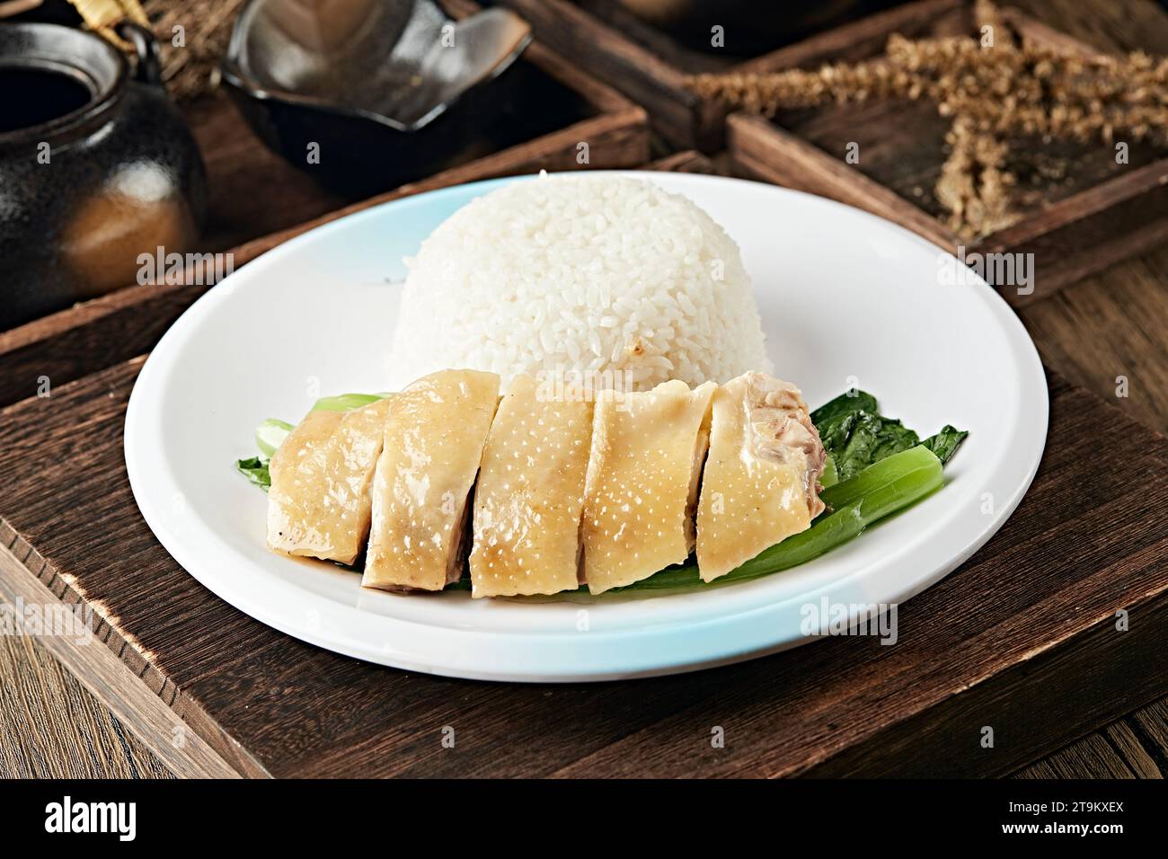 Boiled Salted chicken rice,Salted chicken Stock Photo - Alamy