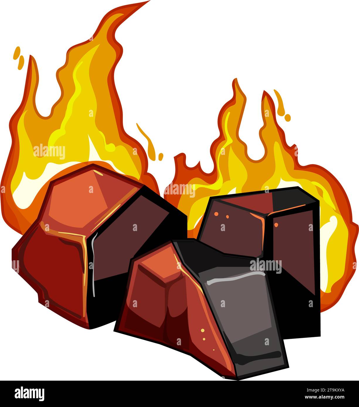 bbq fire charcoal cartoon vector illustration Stock Vector Image & Art ...