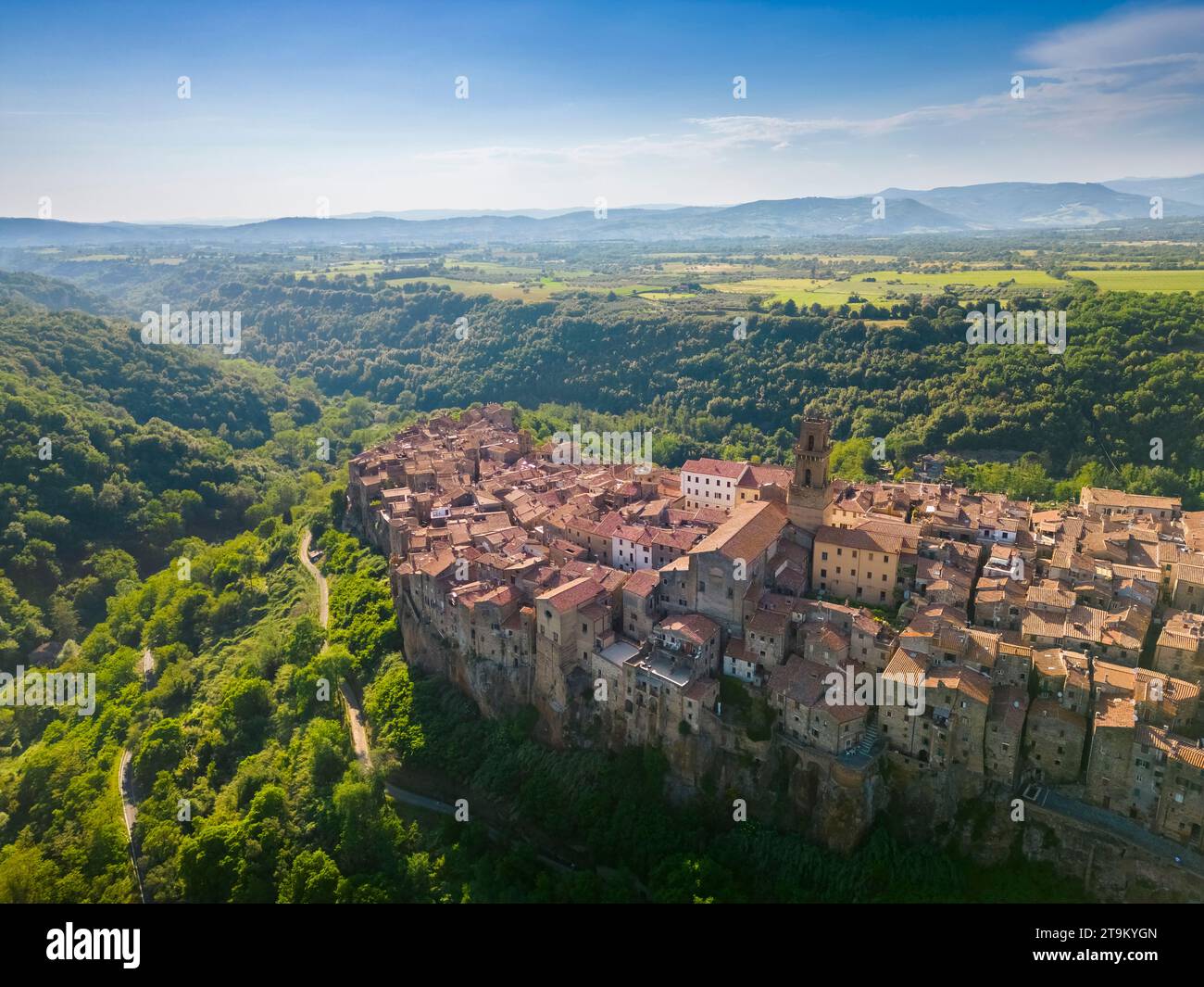 Aerial view of the old town of Pitigliano, called "the little Jerusalem ...