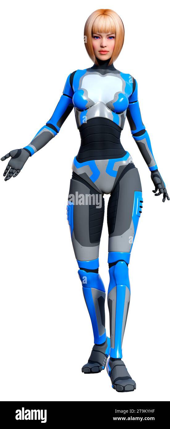 3D rendering of a female robot isolated on white background Stock Photo ...