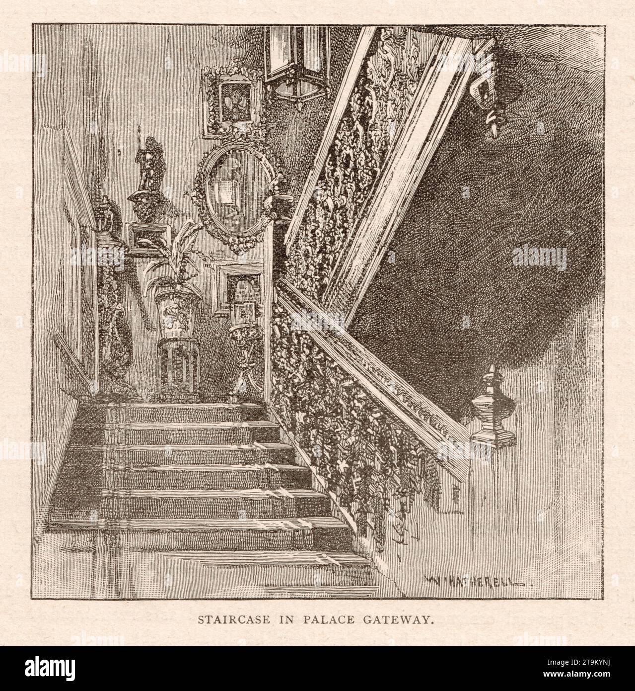 Engraving of a staircase in Gateway to Richmond Palace from the book ...
