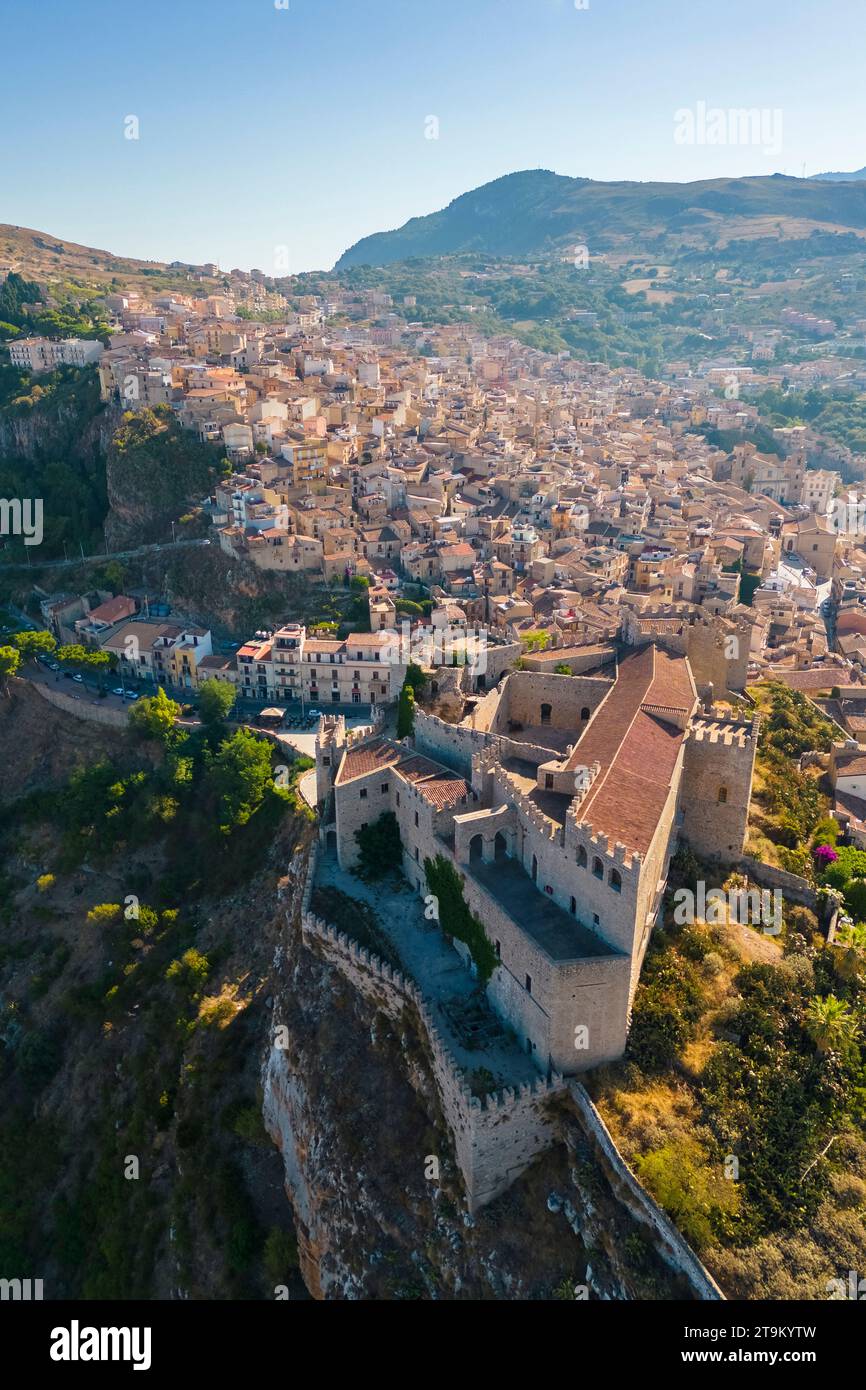 Aerial view of the ancient castle of Caccamo, Palermo district, Sicily ...