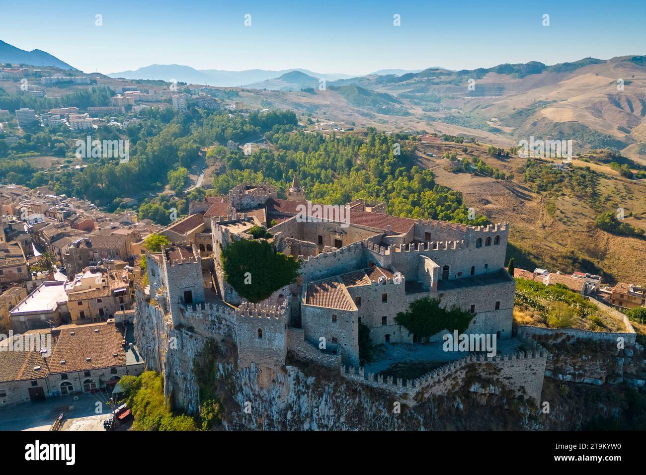 Aerial view of the ancient castle of Caccamo, Palermo district, Sicily ...