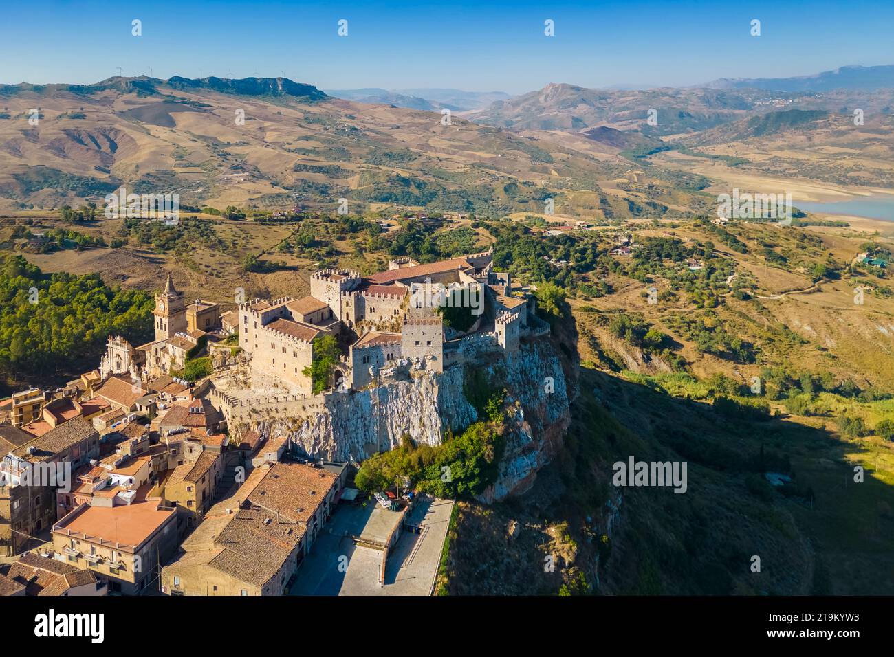 Aerial view of the ancient castle of Caccamo, Palermo district, Sicily ...