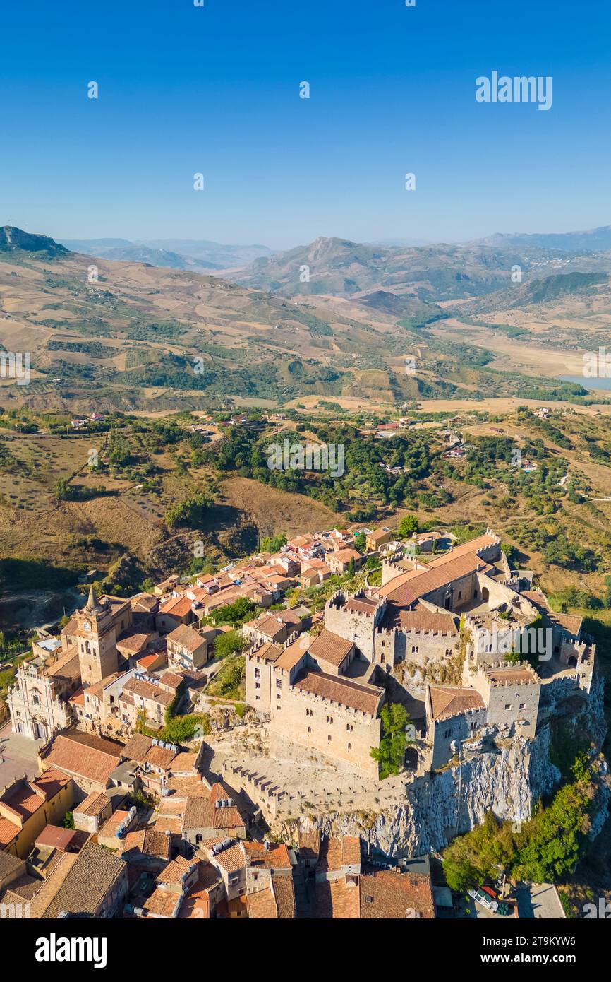 Aerial view of the ancient castle of Caccamo, Palermo district, Sicily ...